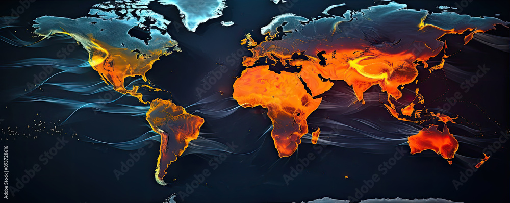 World map continent with weather forecast Stock Illustration | Adobe Stock