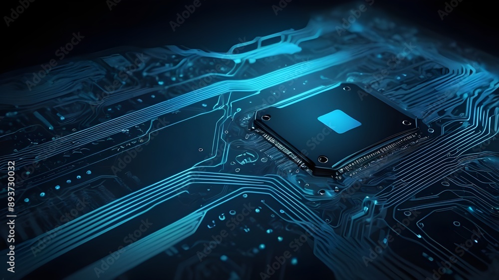 Beautiful abstract wave technology background with blue light digital ...