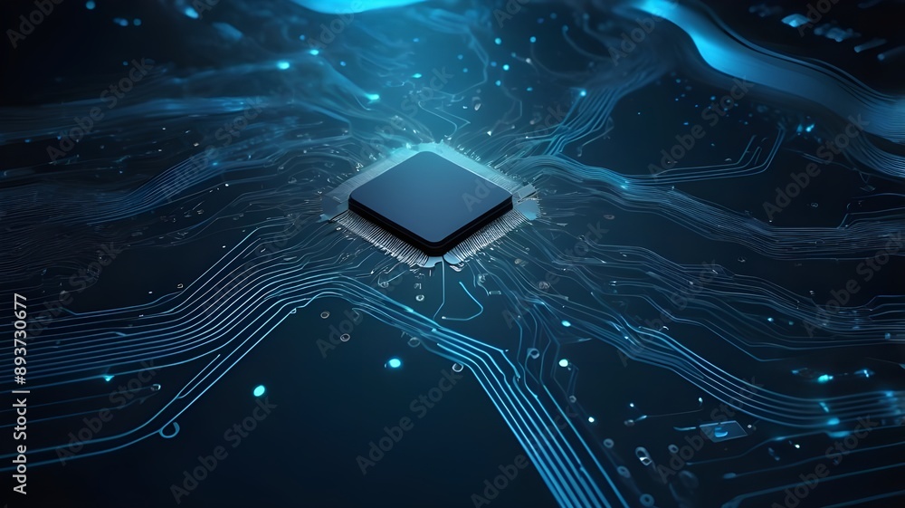 Beautiful abstract wave technology background with blue light digital ...