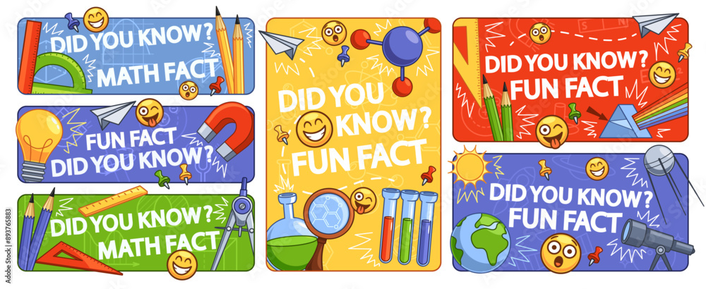 Colorful Banners Featuring Did You Know Facts, Including Math And Fun ...