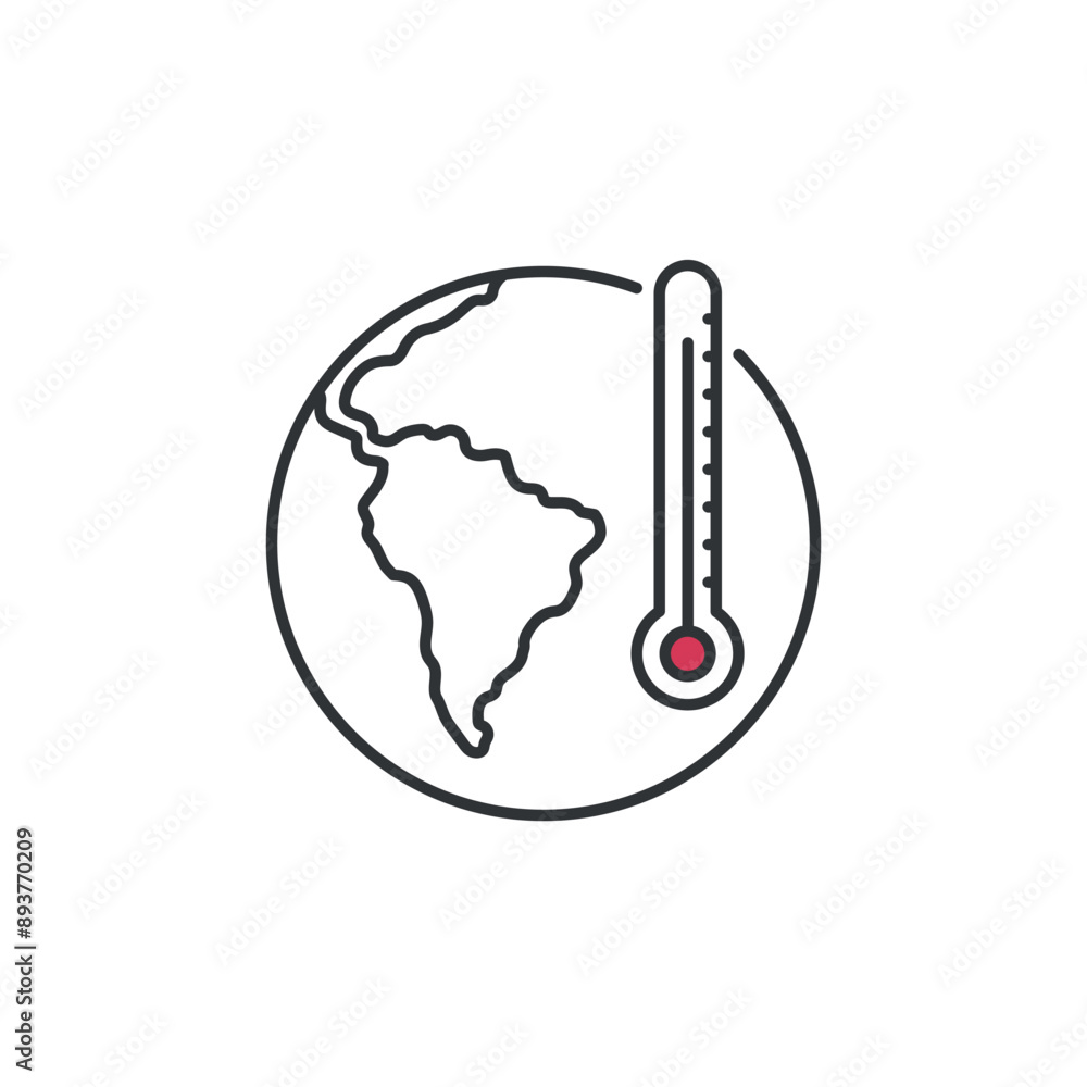 Sign of global warming. Icon of the globe with high temperature. Symbol ...