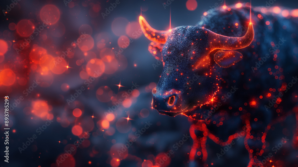 Elegant representation of a bull market with a stylized bull and upward ...