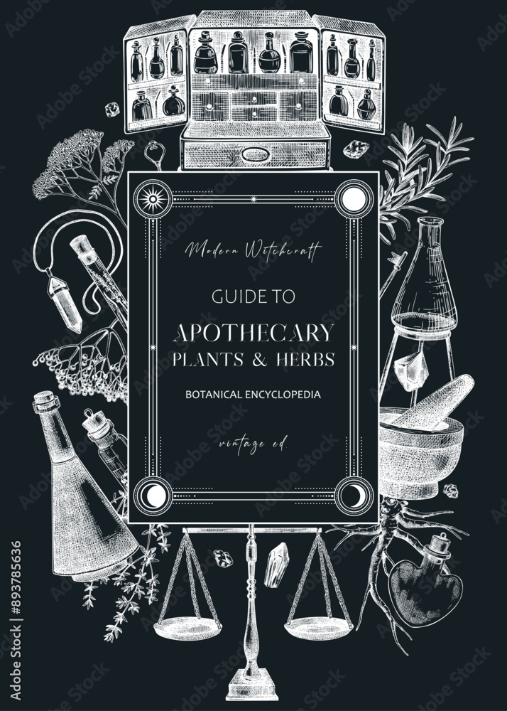 Antique apothecary hand-drawn vector illustrations. Alchemy sketches ...