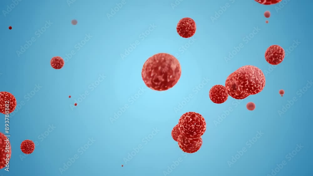 red blood cells in a blue background. Concept of chaos and disorder, as ...