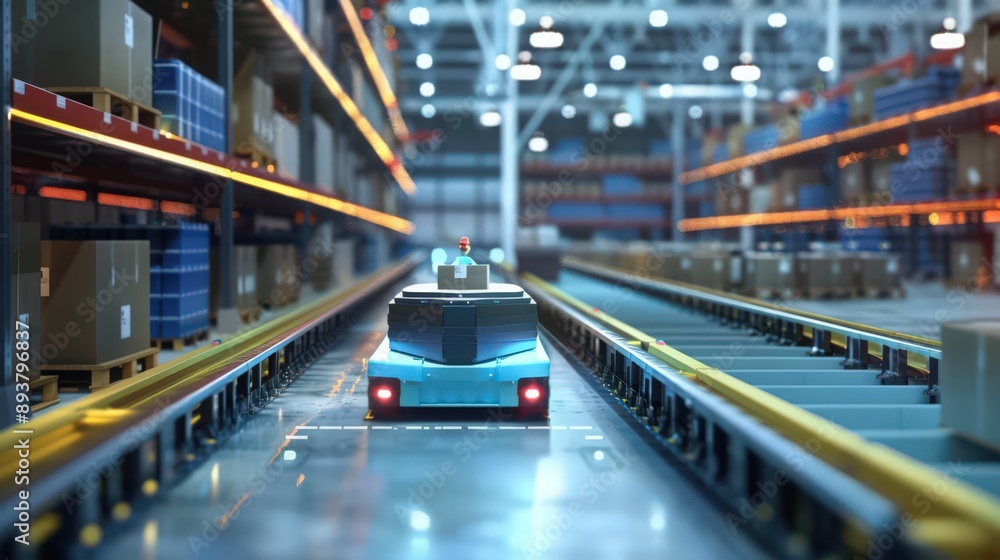 futuristic factory layout where automated guided vehicles (AGVs ...
