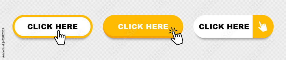 Click Here Button with pointer clicking. Web button set. Click button. Clicking the icon. Action ...