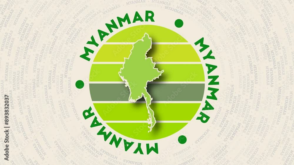 Myanmar logo intro. Badge with the circular name and map of country ...