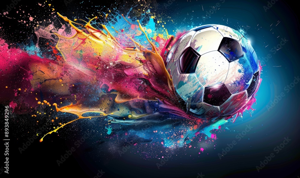 Soccer football ball with paint splash. Sport game abstract concept ...
