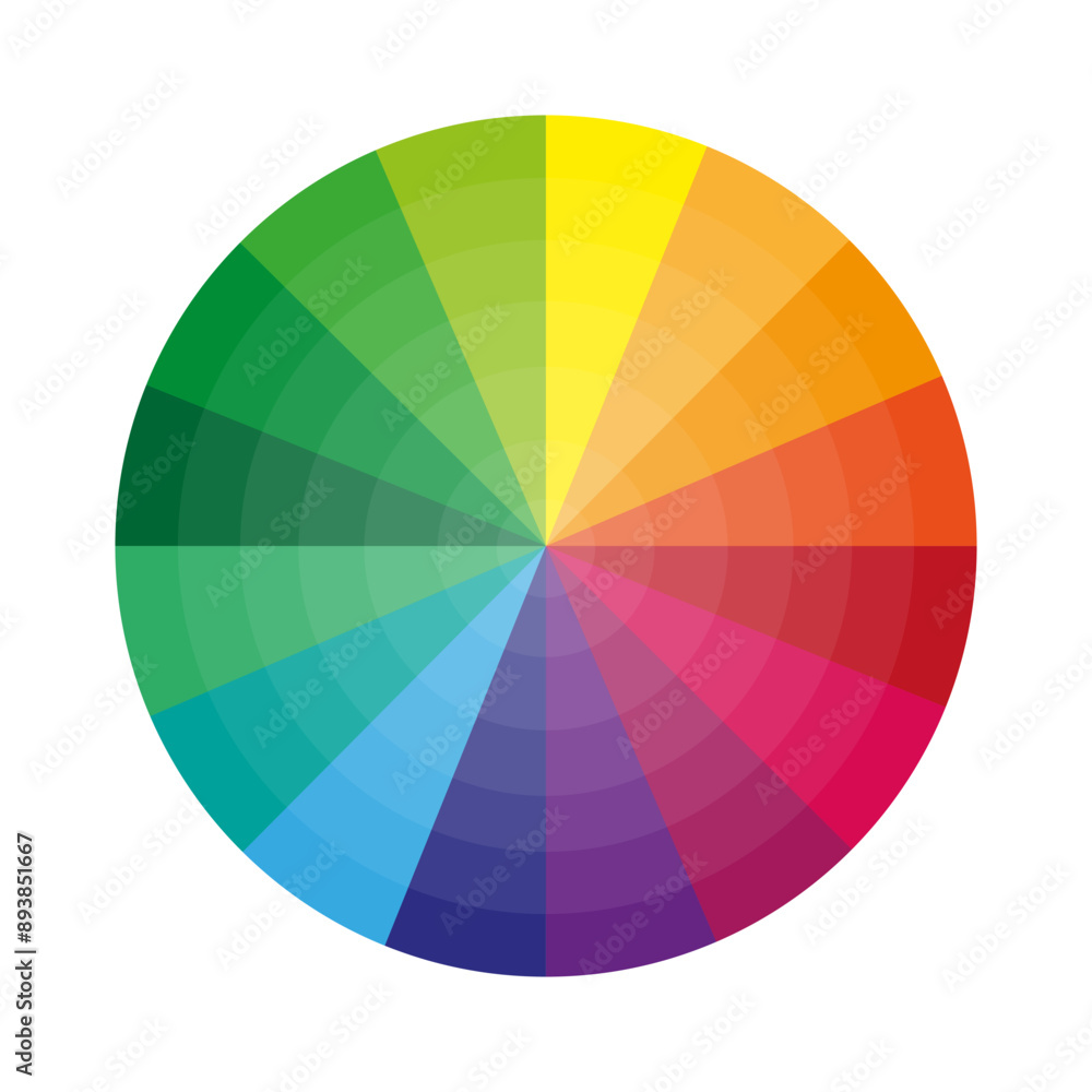 Color wheel chart. Gradient spectrum circle. Rainbow hues diagram ...
