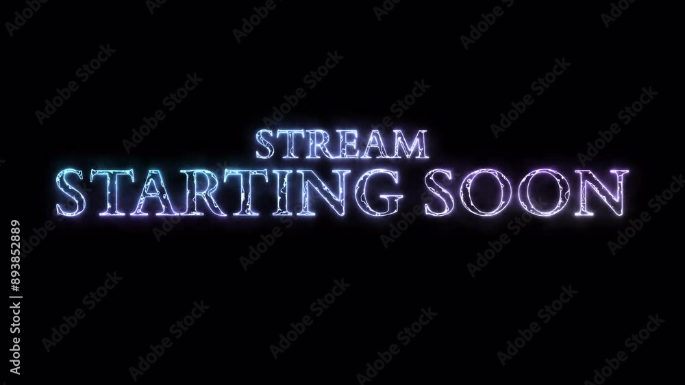 Stream starting soon neon text animation suitable for video live ...