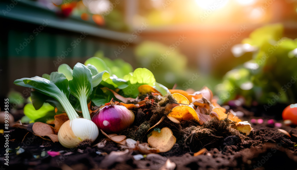 Organic waste is turned into compost and garden soil. A symbol of ...