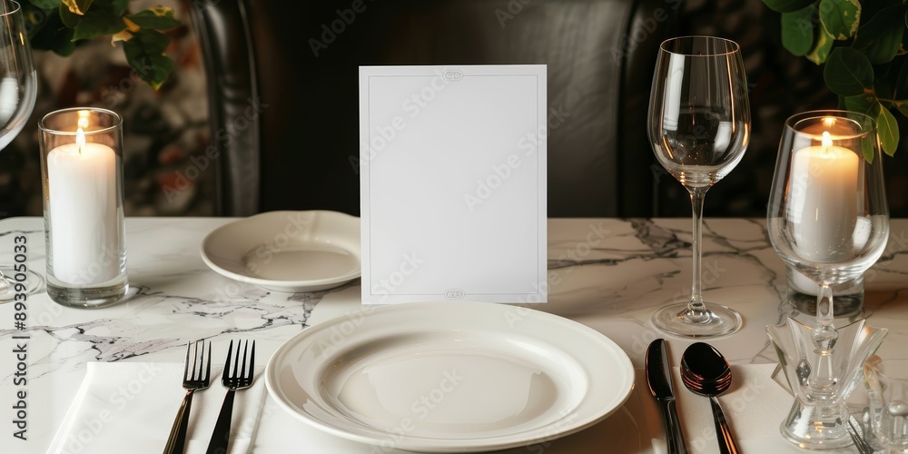 fine dining table setting of luxury fancy restaurant menu invitation ...
