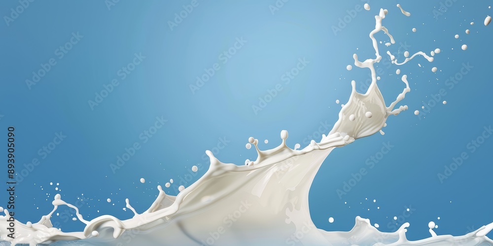 splattered milk splash, pouring white liquid flow for low, full ...