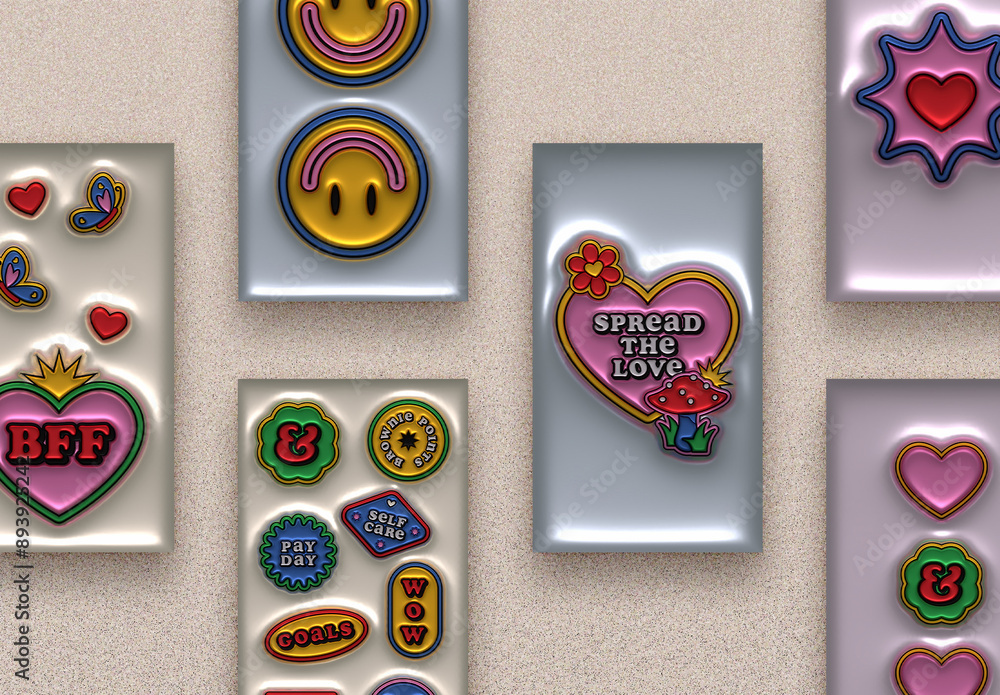 Set of 3D Inflated Backgrounds Stock Template | Adobe Stock