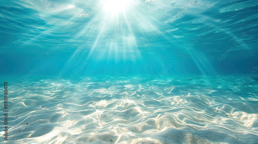 Underwater Background Deep Blue Sea with Beautiful Sun Rays, Serene ...
