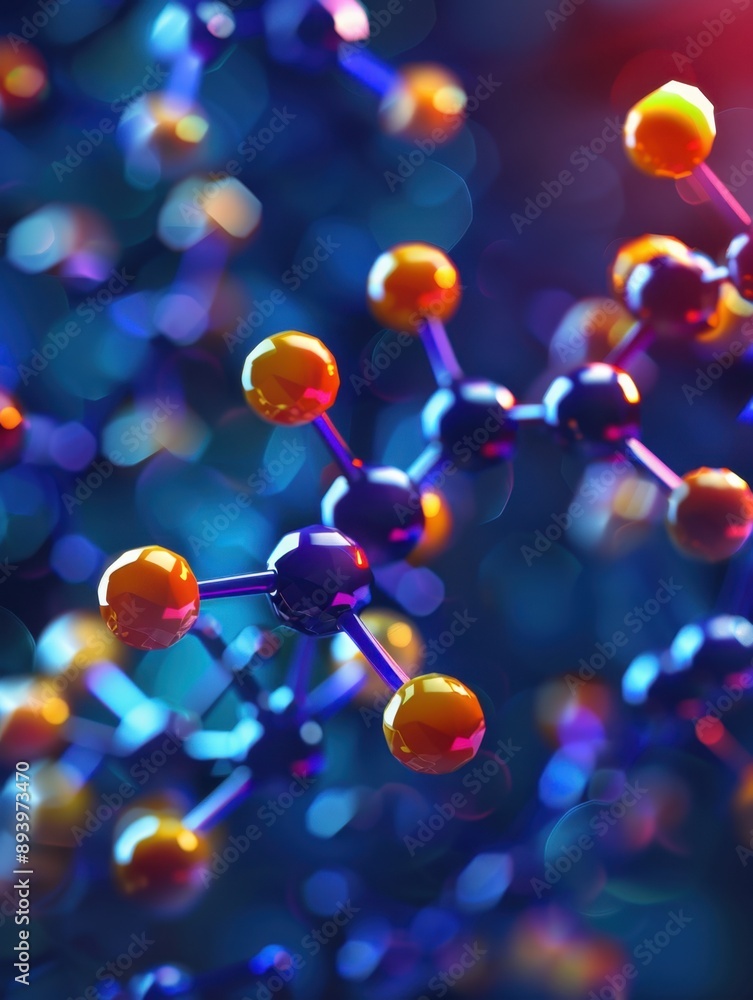 Three-dimensional molecular structure depicts a single molecule in a ...