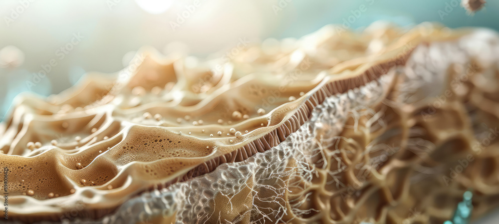 Macro Closeup human skin cells under a microscope, detailed texture ...