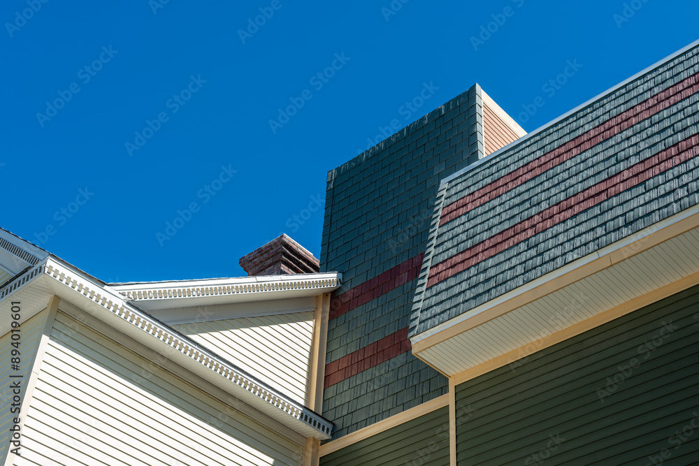The roof section to multiple adjoined buildings. Some of the exterior ...