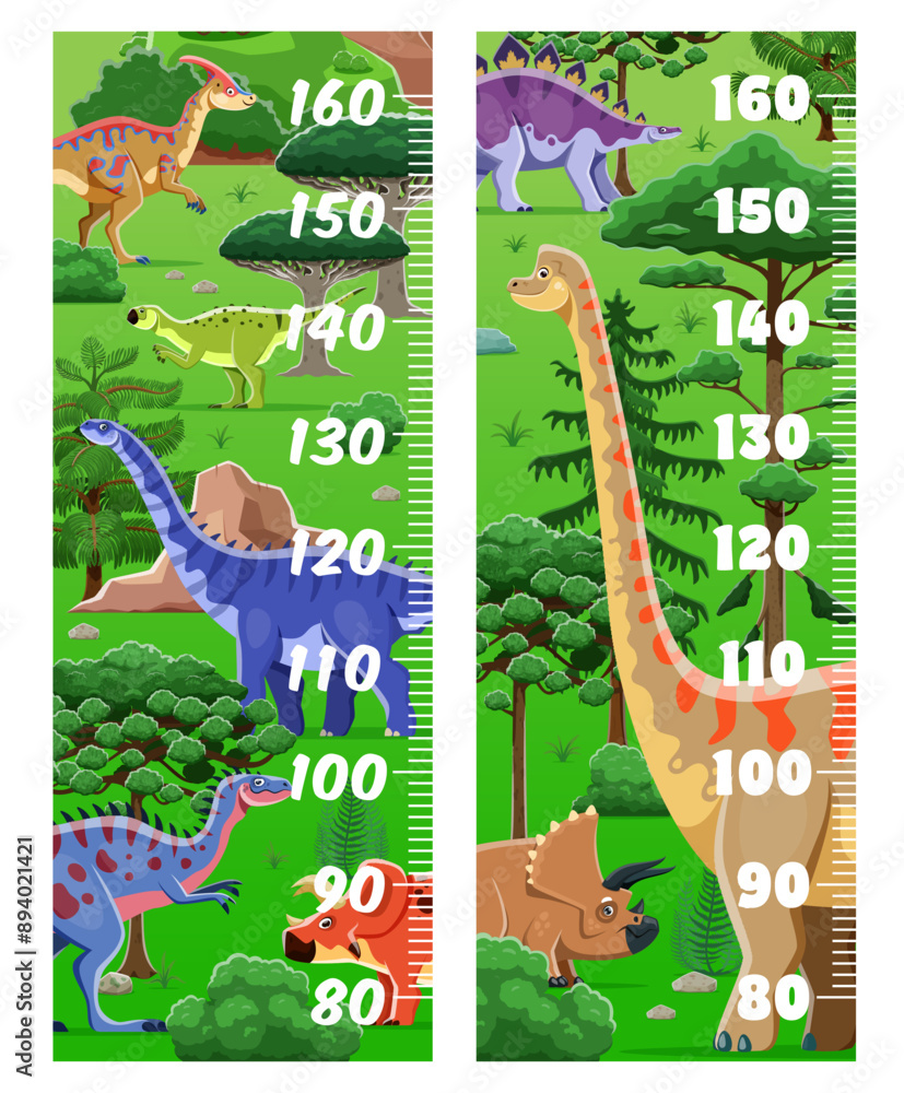 Kids height chart ruler with funny dinosaurs for baby growth measure ...
