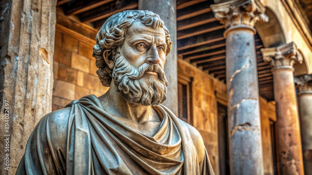 Serene, imposing, life-sized bronze statue of a bearded Greek ...