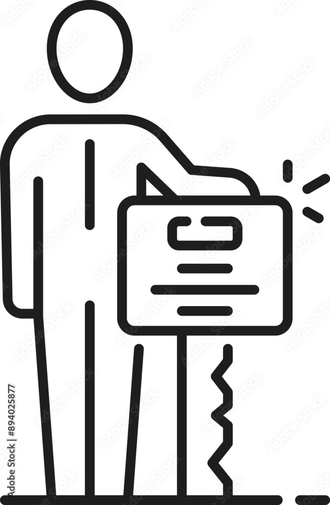 Key employee, job search and recruitment line icon, head hunting, staff ...