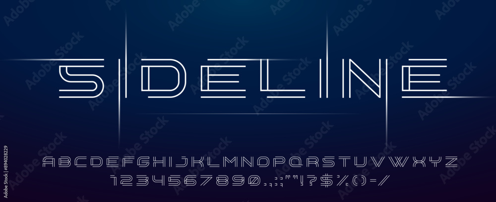 Modern techno font, futuristic line type of english alphabet letters ...