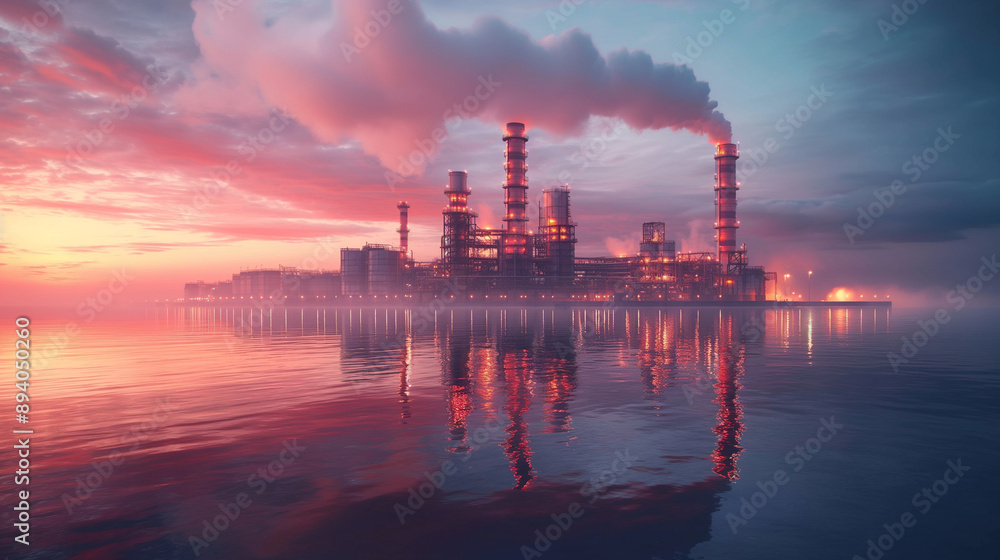 Factory building background. Power stations renewable energy ...