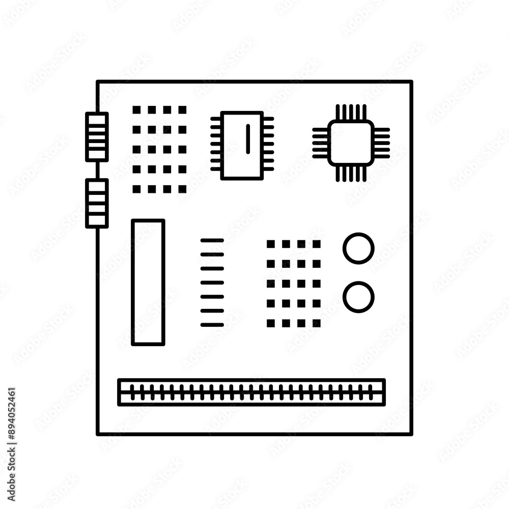 Computer hardware, motherboard icon vector, simple flat linear ...