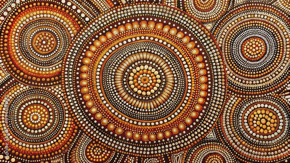 Traditional Australian Aboriginal pattern featuring intricate dot art ...
