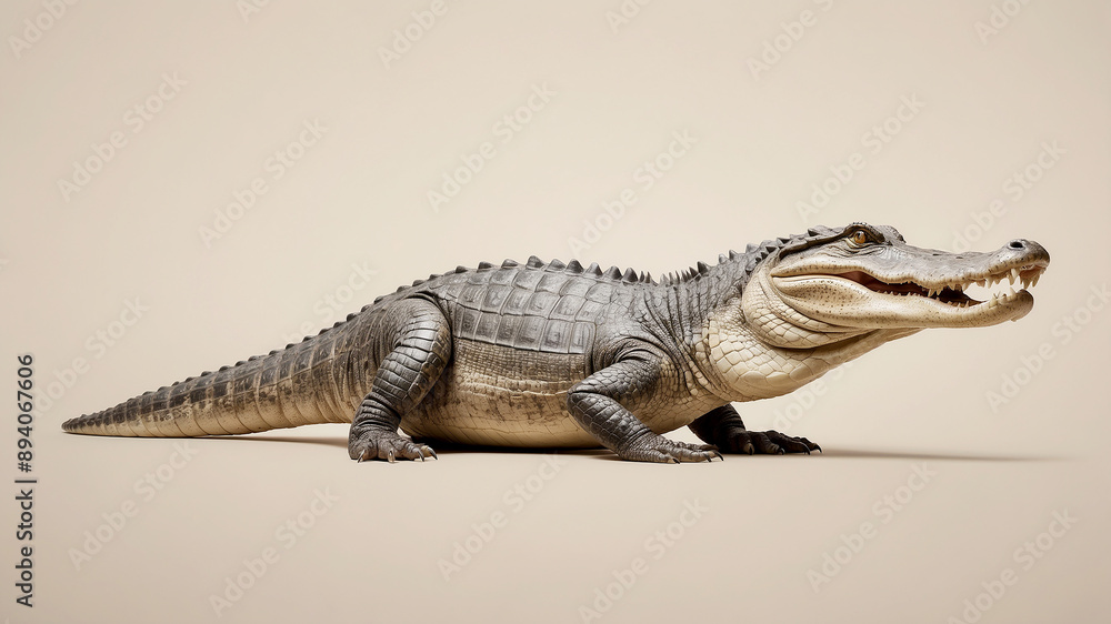 realistic alligator isolated on a soft, natural-colored background that ...