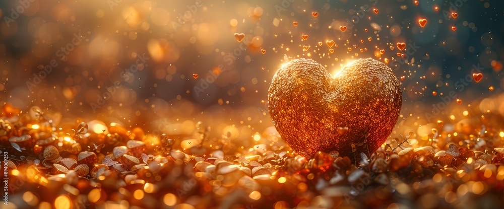 Hundreds Of Gold Hearts Falling To The Ground, Creating A Magical And ...