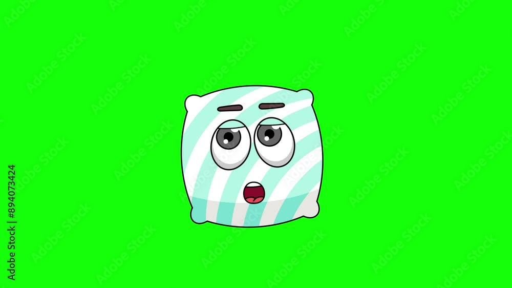 pillow cartoon facing with rolling eye, emoji emoticon animation vídeo ...