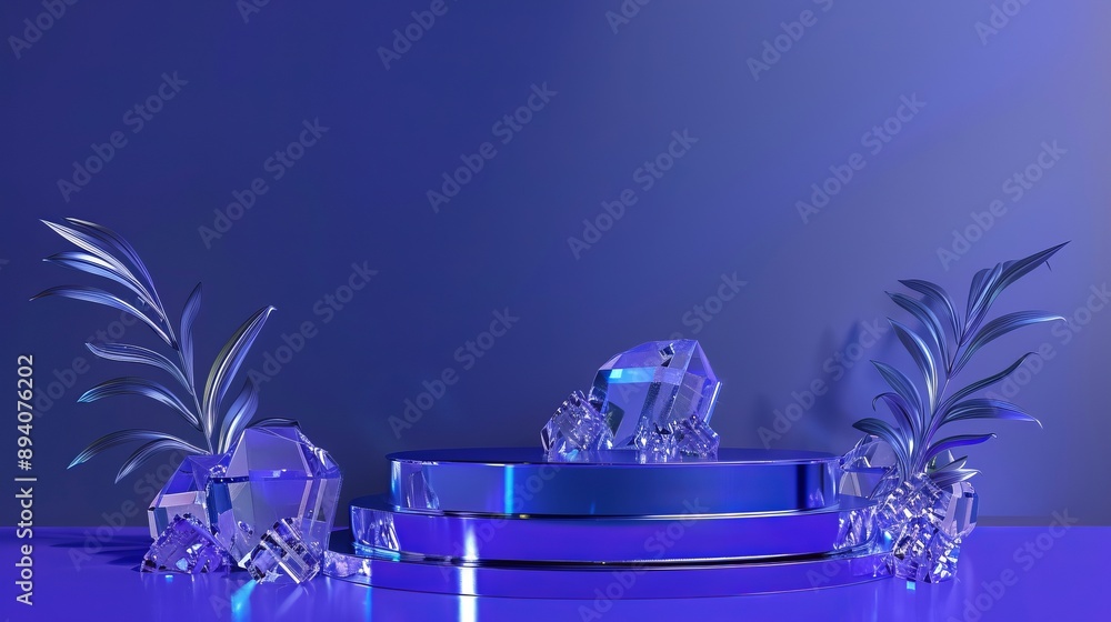 Crystal podium diamond 3d background display glass jewelry product ...
