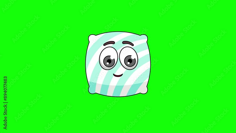 pillow cartoon character with a saluting face, emoji emoticon animation ...