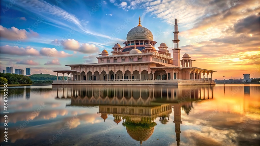 Unique angle of the Putra Mosque in Putrajaya, Malaysia, tilt, Malaysia ...