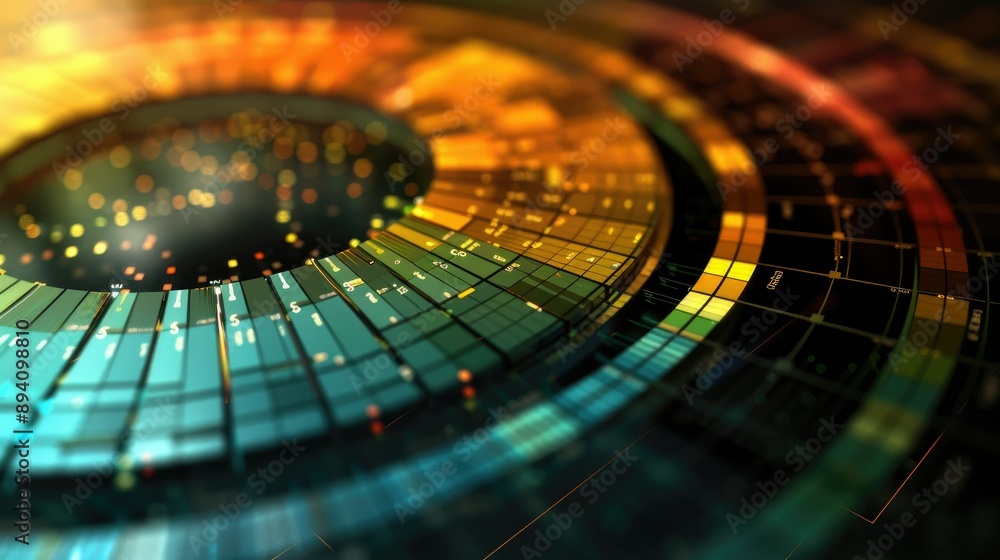 Circular graph background with pie charts and percentage values, ideal ...