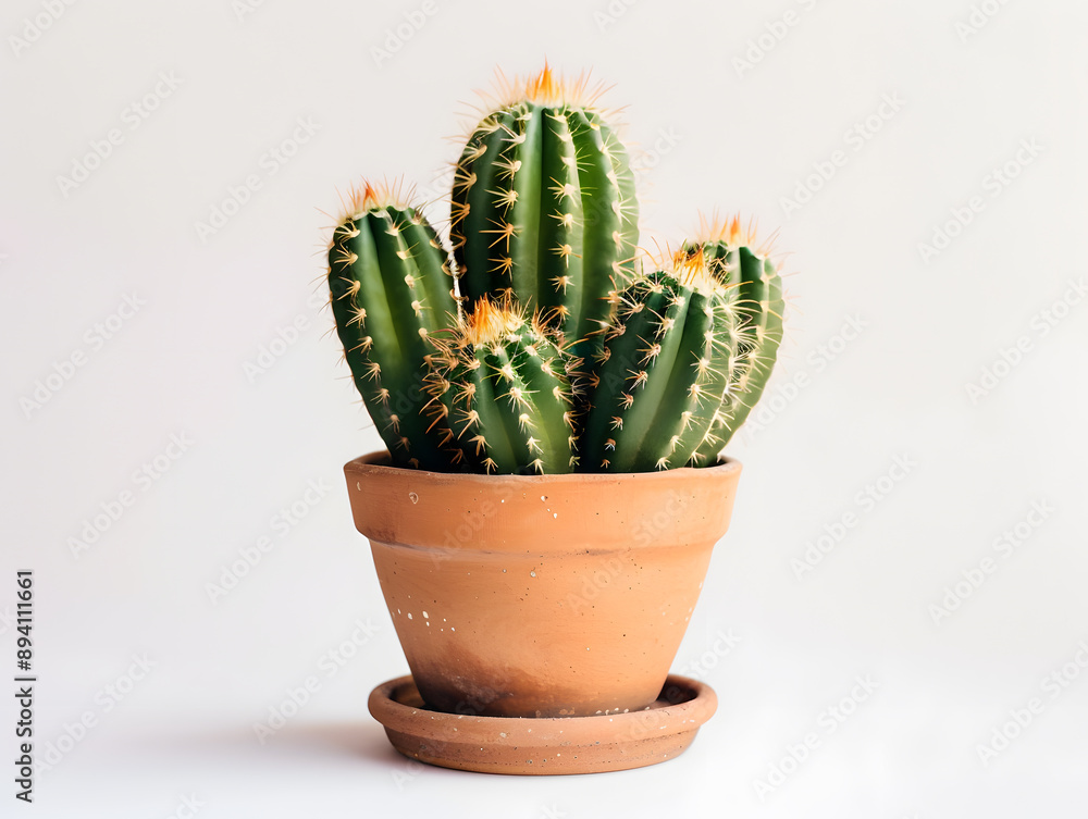Cactus in Terracotta Pot: A cluster of vibrant green cacti thrive in a ...