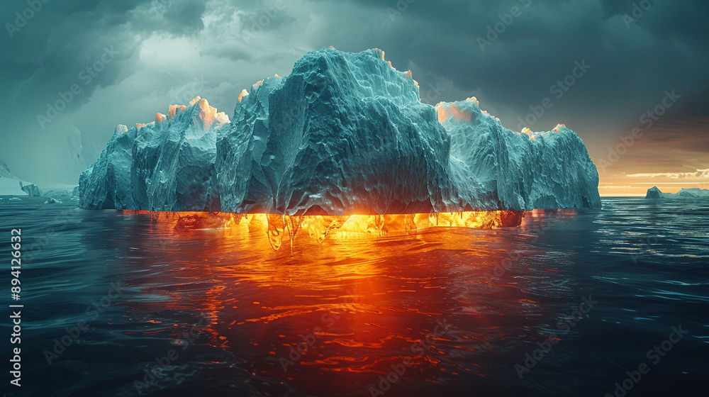 melting iceberg symbolizes the urgent threat of global warming and ...