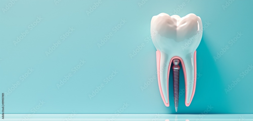 Mockup of tooth on neutral clean background. Banner, poster, background ...