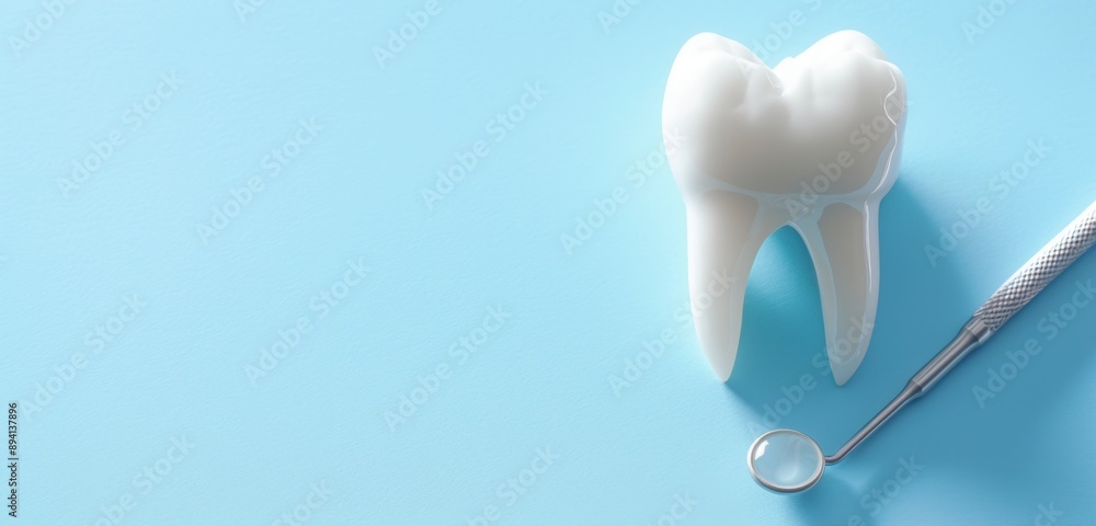 Mockup of tooth on neutral clean background. Banner, poster, background ...