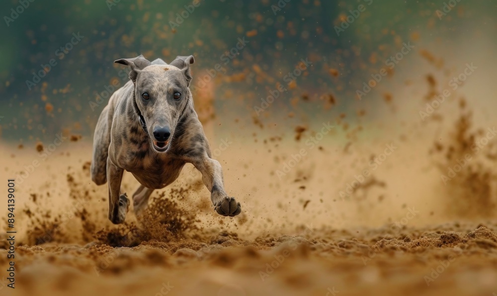 Abstract Australian Greyhound Racing on Dirt: Vibrant Illustration of ...