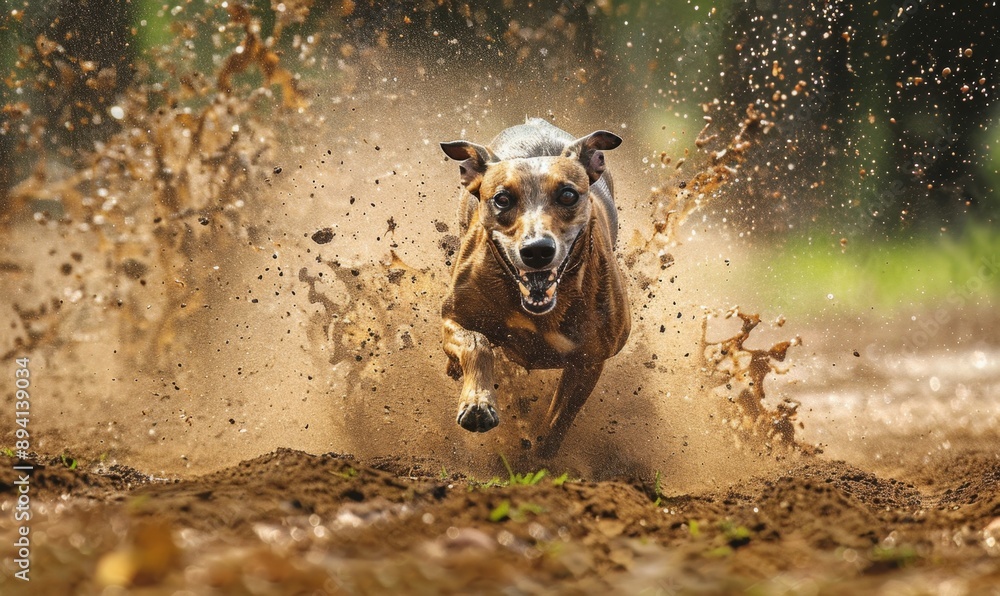 Abstract Australian Greyhound Racing on Dirt: Vibrant Illustration of ...