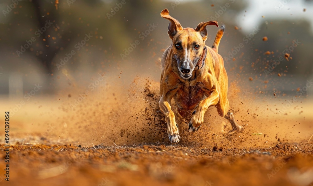Abstract Australian Greyhound Racing on Dirt: Vibrant Illustration of ...