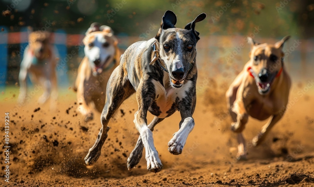 Abstract Australian Greyhound Racing on Dirt: Vibrant Illustration of ...