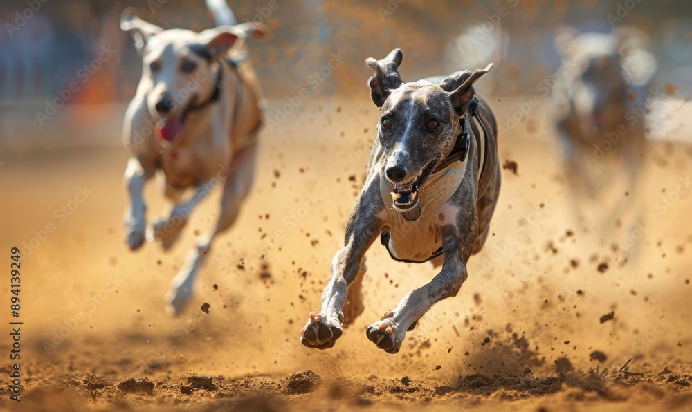 Foto de Abstract Australian Greyhound Racing on Dirt: Vibrant ...