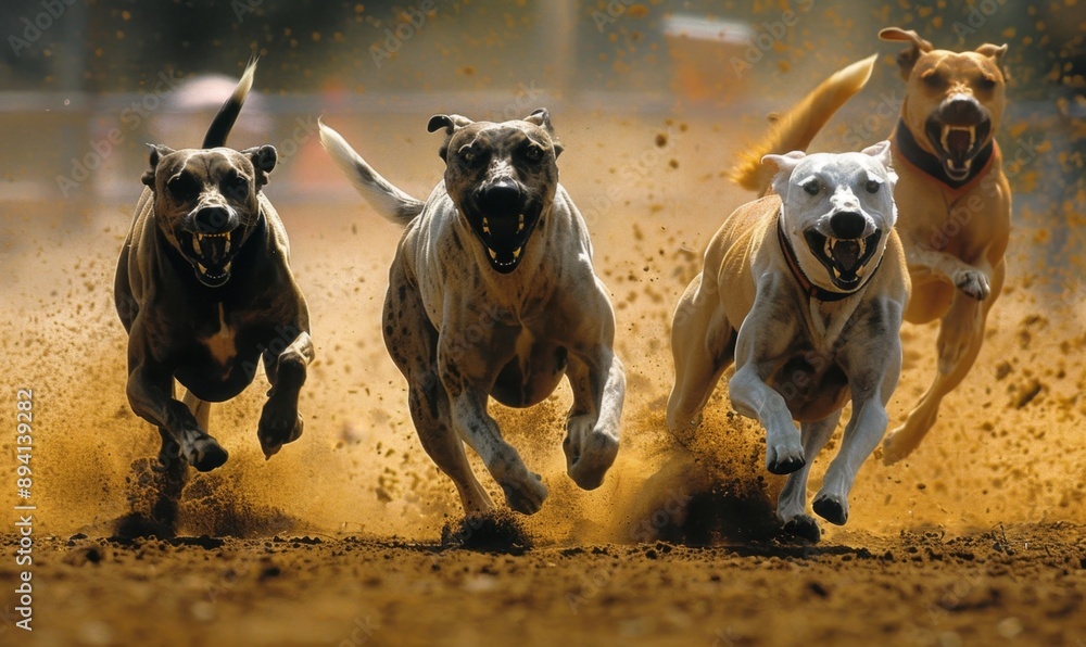 Abstract Australian Greyhound Racing on Dirt: Vibrant Illustration of ...