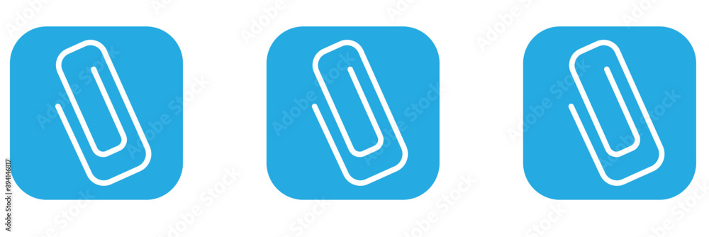 Paper clip icon. Vector set of office file attachment chain link. Flat ...