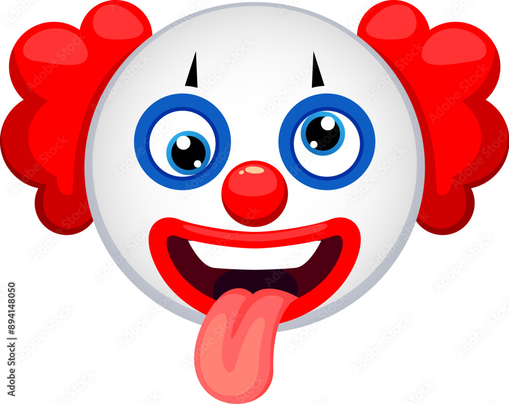 Cartoon Halloween sinister clown emoji character with a crazy foolish ...