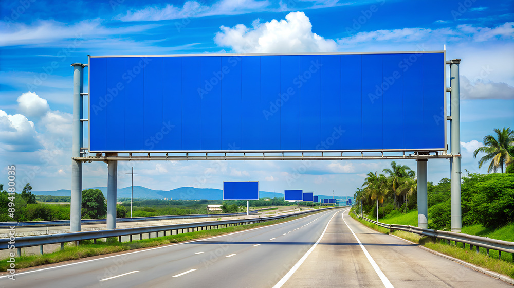 Blue blank signboard on expressway Stock Photo | Adobe Stock
