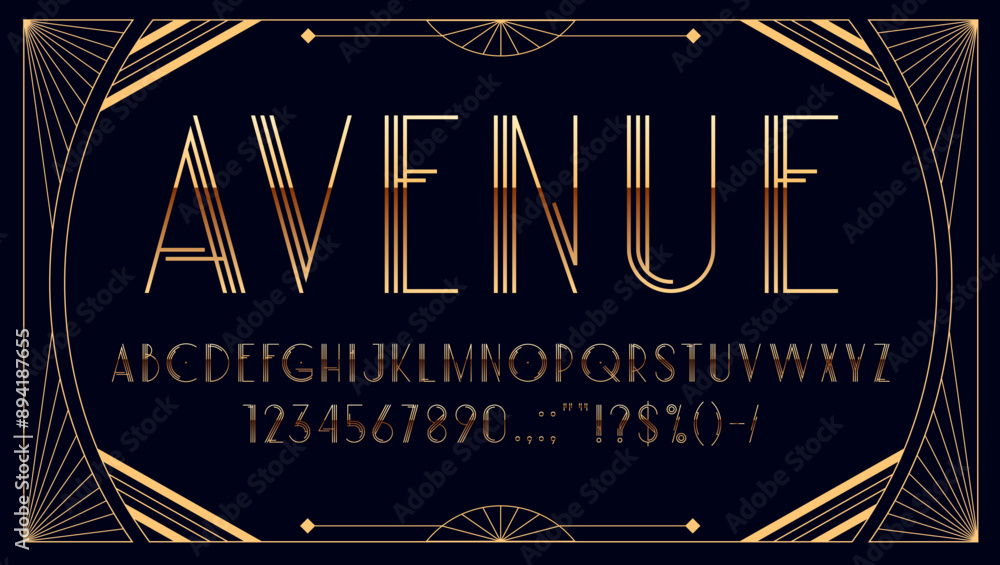 Photo & Art Print Art deco 1920s font with golden type and elegant ...